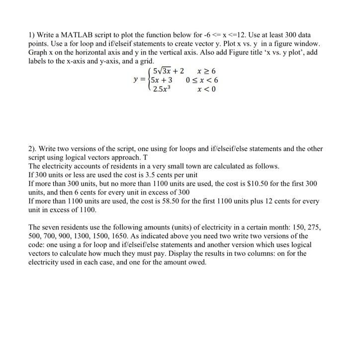 Solved 1) Write a MATLAB script to plot the function below | Chegg.com