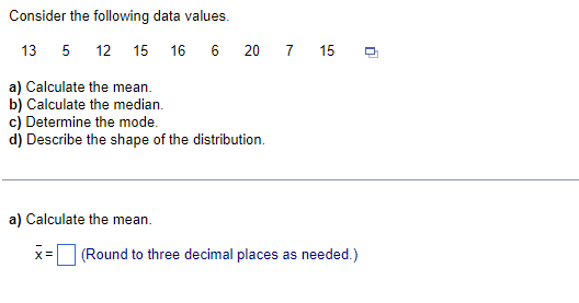 Solved Consider the following data | Chegg.com