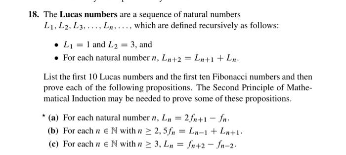 Solved 8. The Lucas numbers are a sequence of natural | Chegg.com