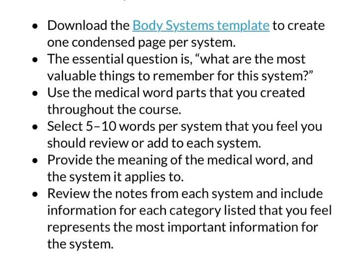 - Download the Body Systems template to create one | Chegg.com