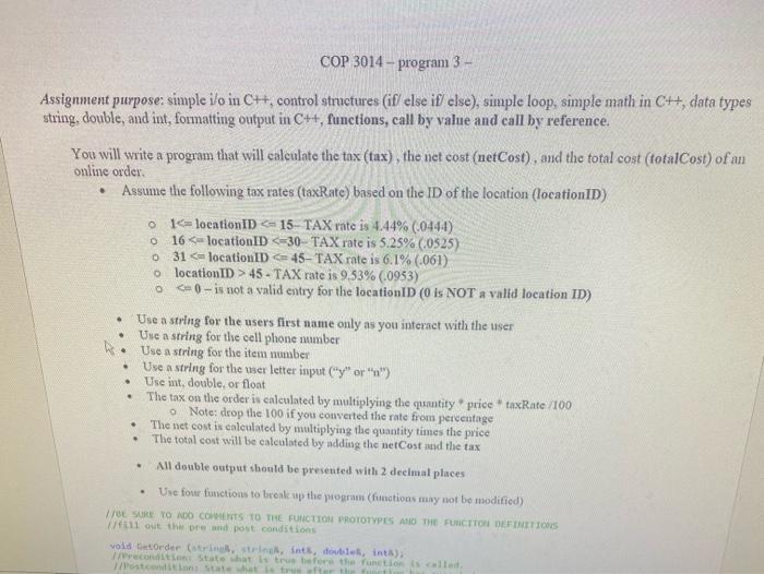COP 3014 - program 3 Assignment purpose: simple ilo | Chegg.com