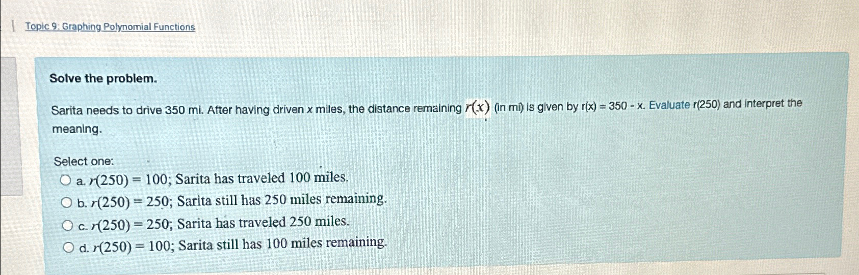 Solved Topic 9: Graphing Polynomial FunctionsSolve the | Chegg.com