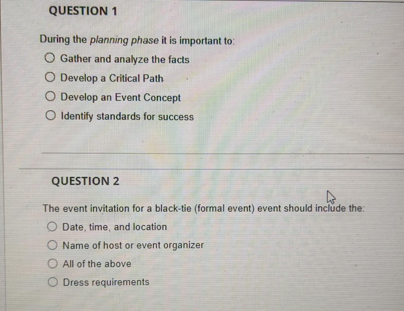 Solved During the planning phase it is important to: Gather | Chegg.com