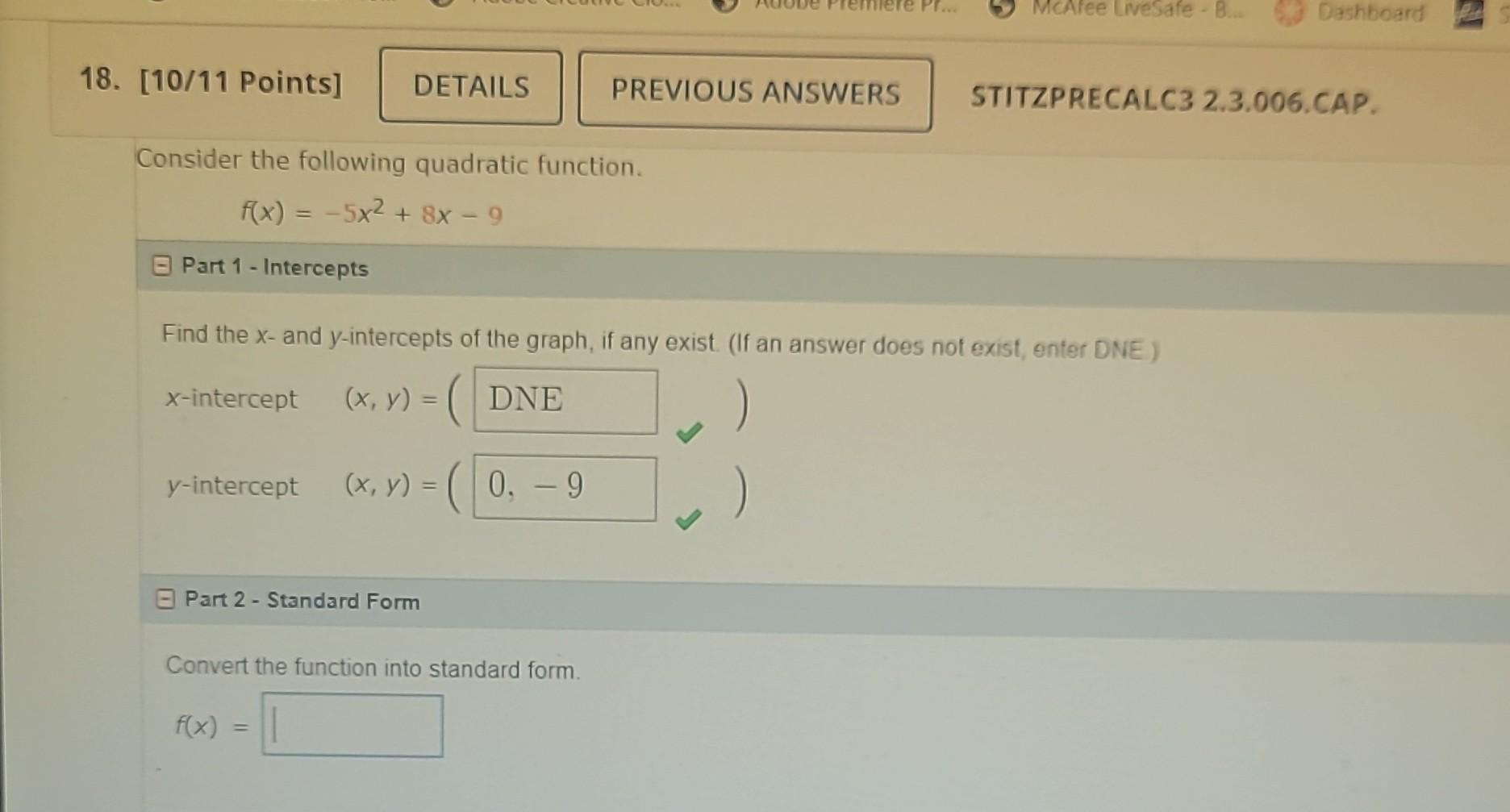 Solved Consider the following quadratic function. | Chegg.com