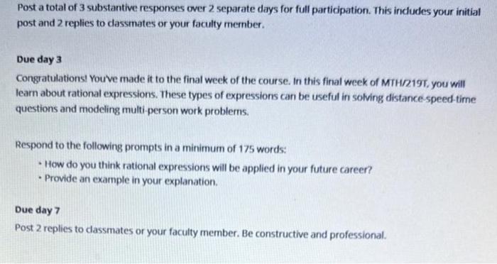 Solved Post a total of 3 substantive responses over 2 | Chegg.com