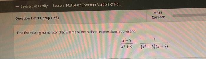 Solved find the missing numerator that will make the | Chegg.com