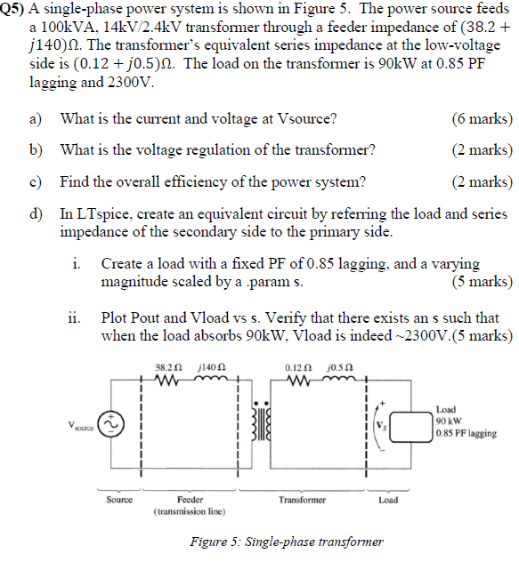 Solved Q5) ﻿A single-phase power system is shown in Figure | Chegg.com