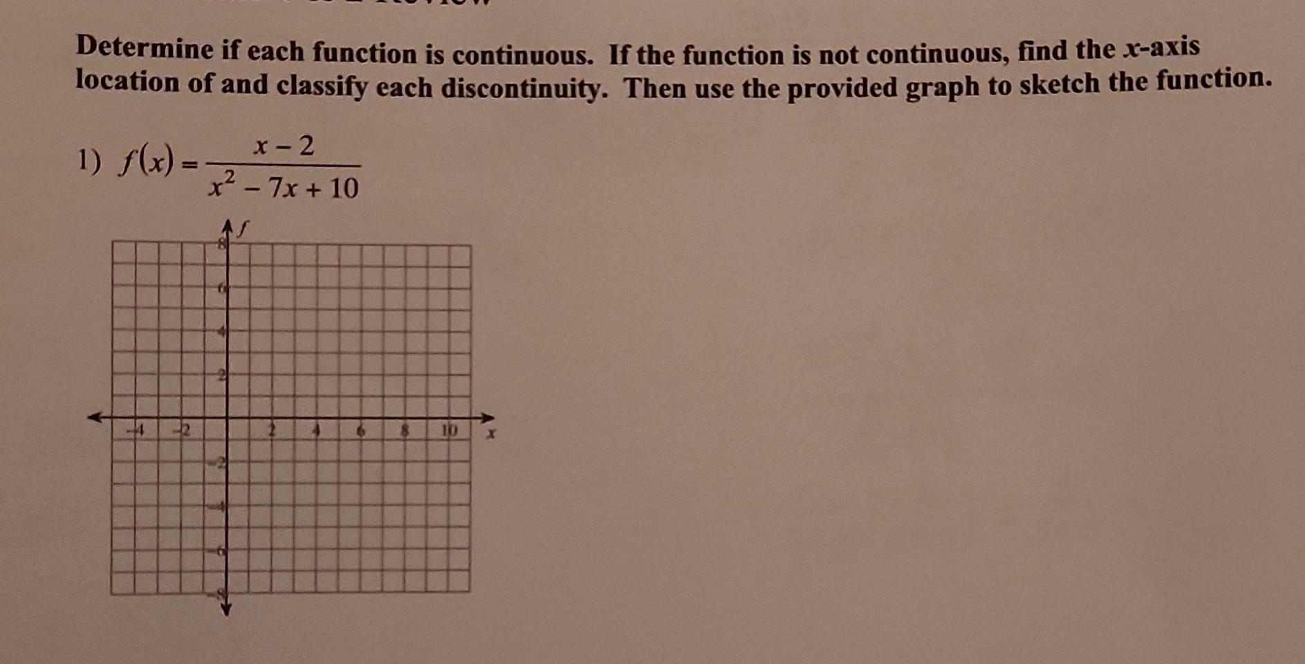 Solved Determine if each function is continuous. If the | Chegg.com
