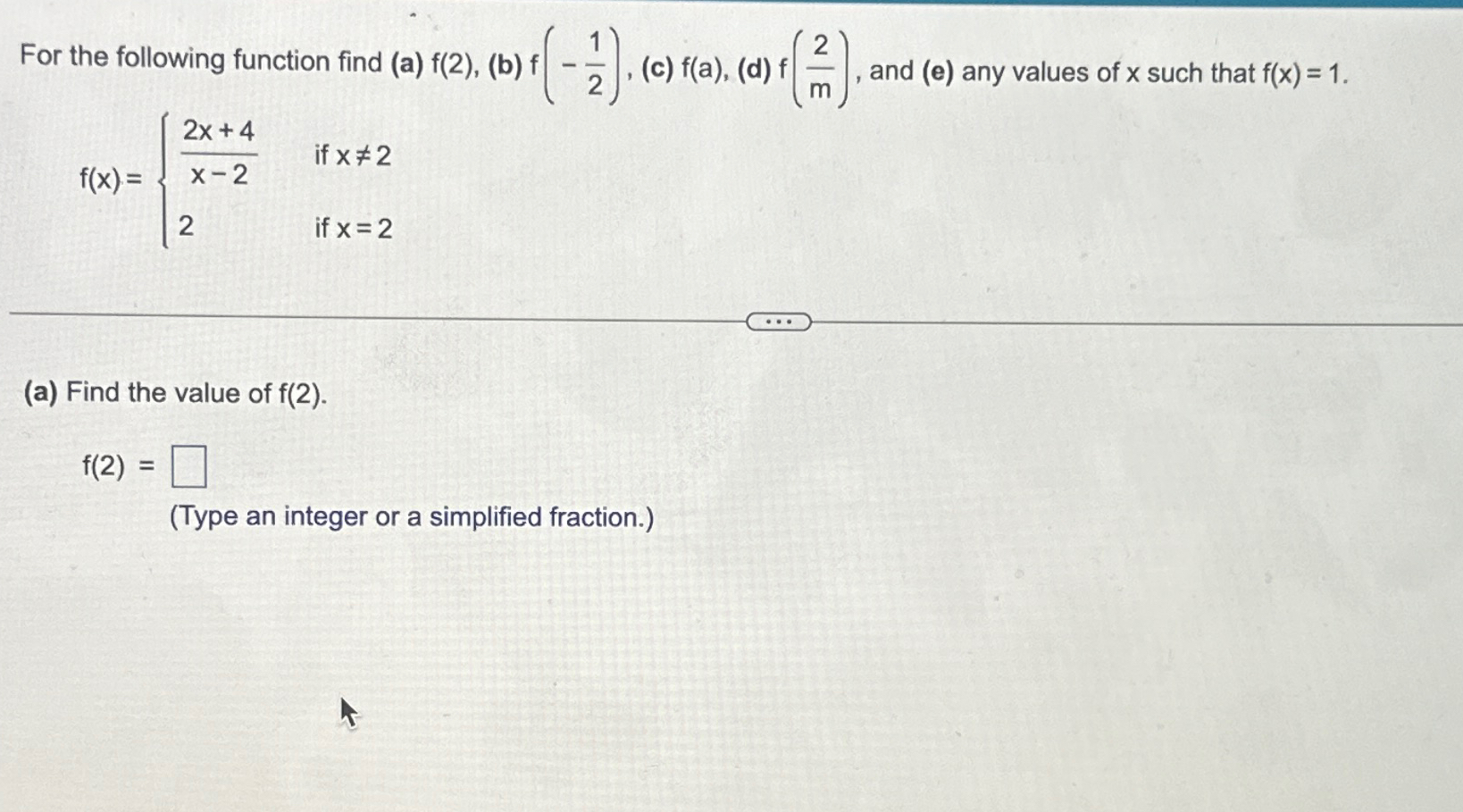 Solved For the following function find | Chegg.com