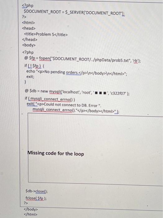 Solved 5. The PHP script listed below with gaps inputs a | Chegg.com
