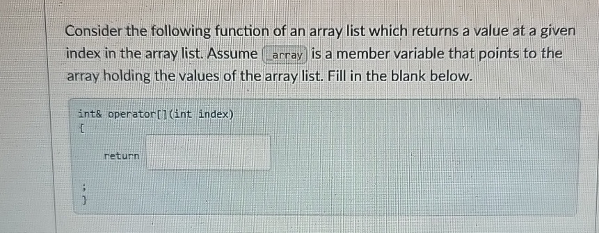 Solved Consider the following function of an array list | Chegg.com