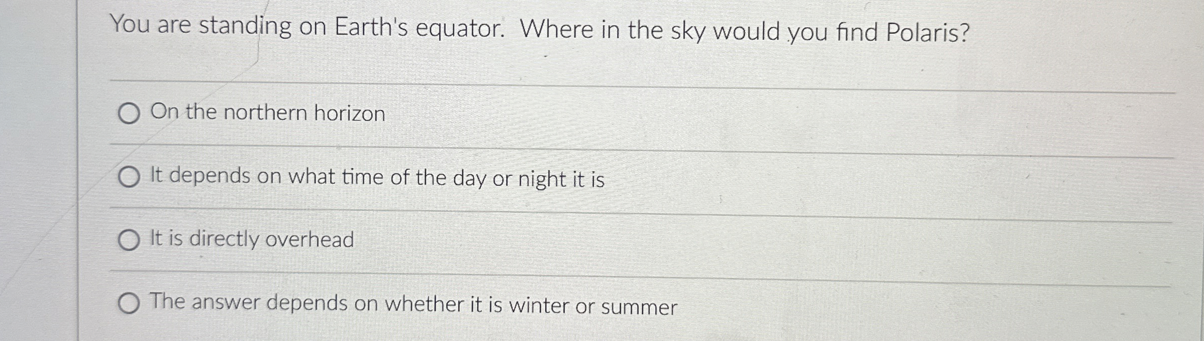 Solved You are standing on Earth's equator. Where in the sky | Chegg.com