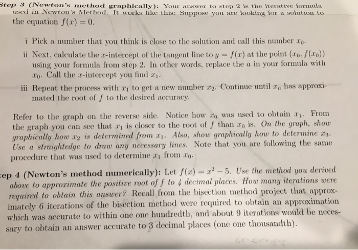 Solved Step 3 (Newton's method graphically): Your answer to | Chegg.com