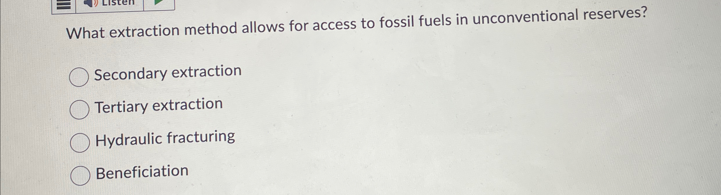 Solved What extraction method allows for access to fossil | Chegg.com