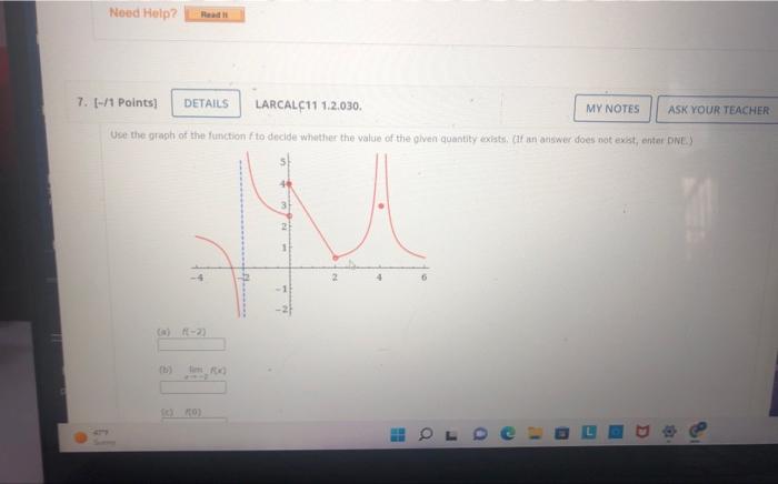 Solved 7. [-/1 Points] DETAILS LARCALC11 1.2.030. Use the | Chegg.com