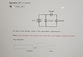 Solved Question 10 (10 ﻿points)For the circuit shown, what | Chegg.com