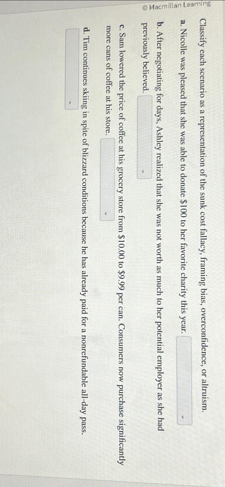 Solved Classify each scenario as a representation of the | Chegg.com