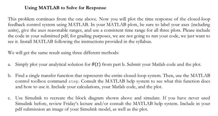 Solved Using MATLAB to Solve for Response This problem | Chegg.com