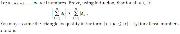 Solved Let a1,a2,a3,... be real numbers. Prove, using | Chegg.com