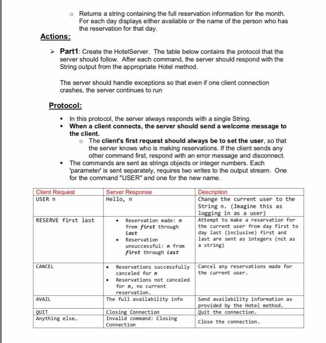 Solved Objectives: Build a multithreaded HotelServer that | Chegg.com