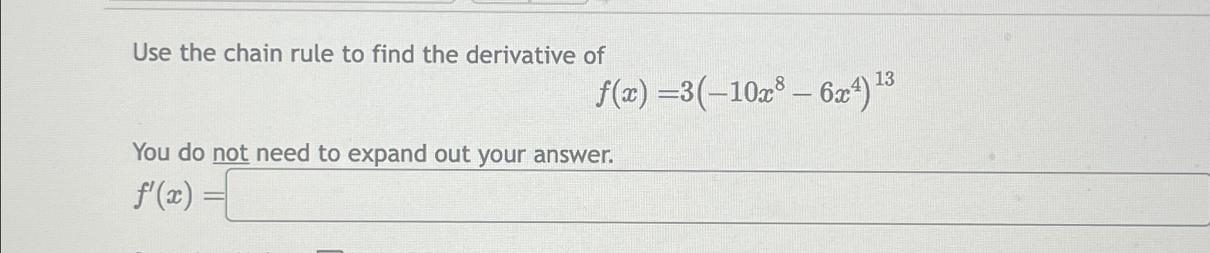 Solved Use the chain rule to find the derivative | Chegg.com