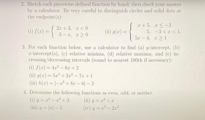 Solved 1. For each function f(x) below, determine (a) f(1), | Chegg.com