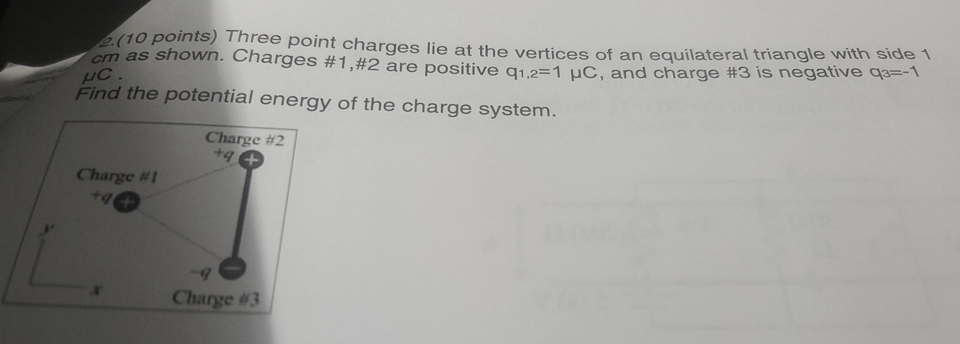 Solved 2.(10 points) Three point charges lie at the vertices | Chegg.com
