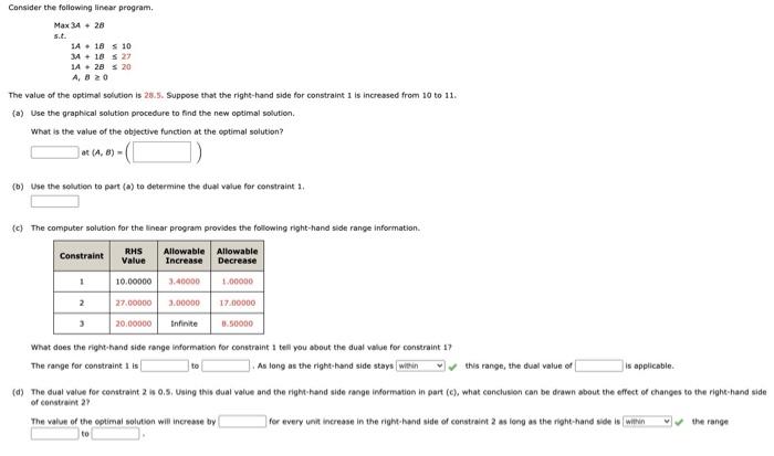 Solved Consider the following linear program. Max 3A +2B | Chegg.com