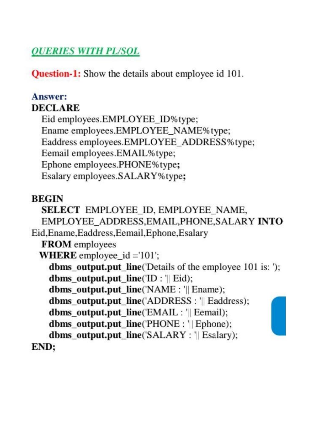 Solved QUERIES WITH PL/SQL Question-1: Show the details | Chegg.com