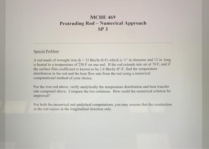 Solved MCHE 469 Protruding Rod - Numerical Approach SP 3 | Chegg.com