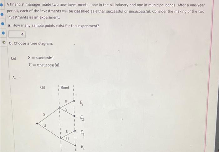 Solved A financial manager made two new investments-one in | Chegg.com