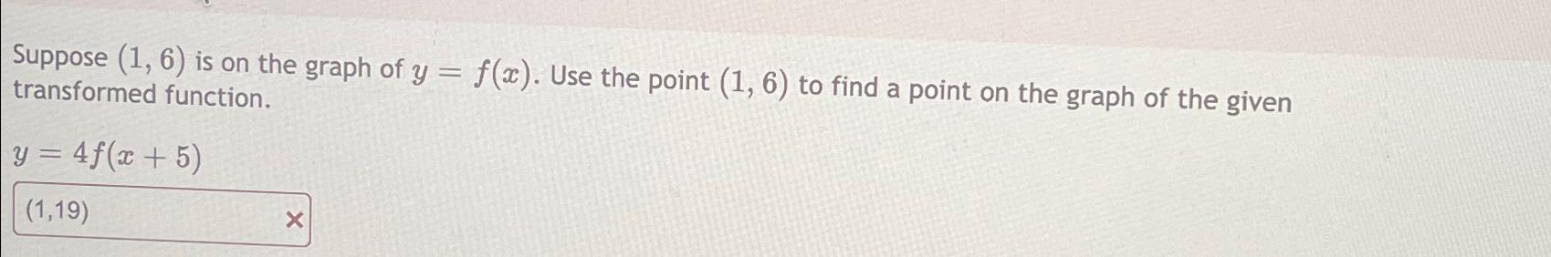 Solved Suppose (1,6) ﻿is on the graph of y=f(x). ﻿Use the | Chegg.com