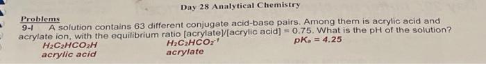 Solved Day 28 Analytical Chemistry Problems 9-1 A solution | Chegg.com