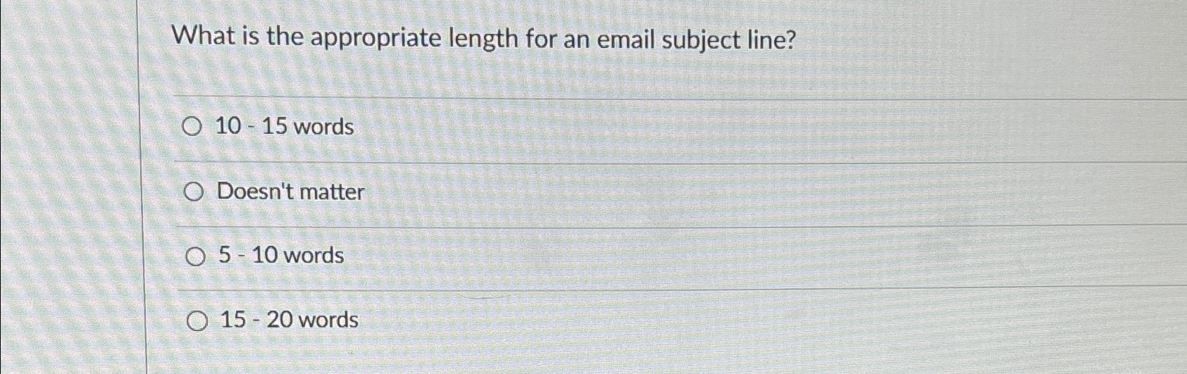 Solved What is the appropriate length for an email subject | Chegg.com