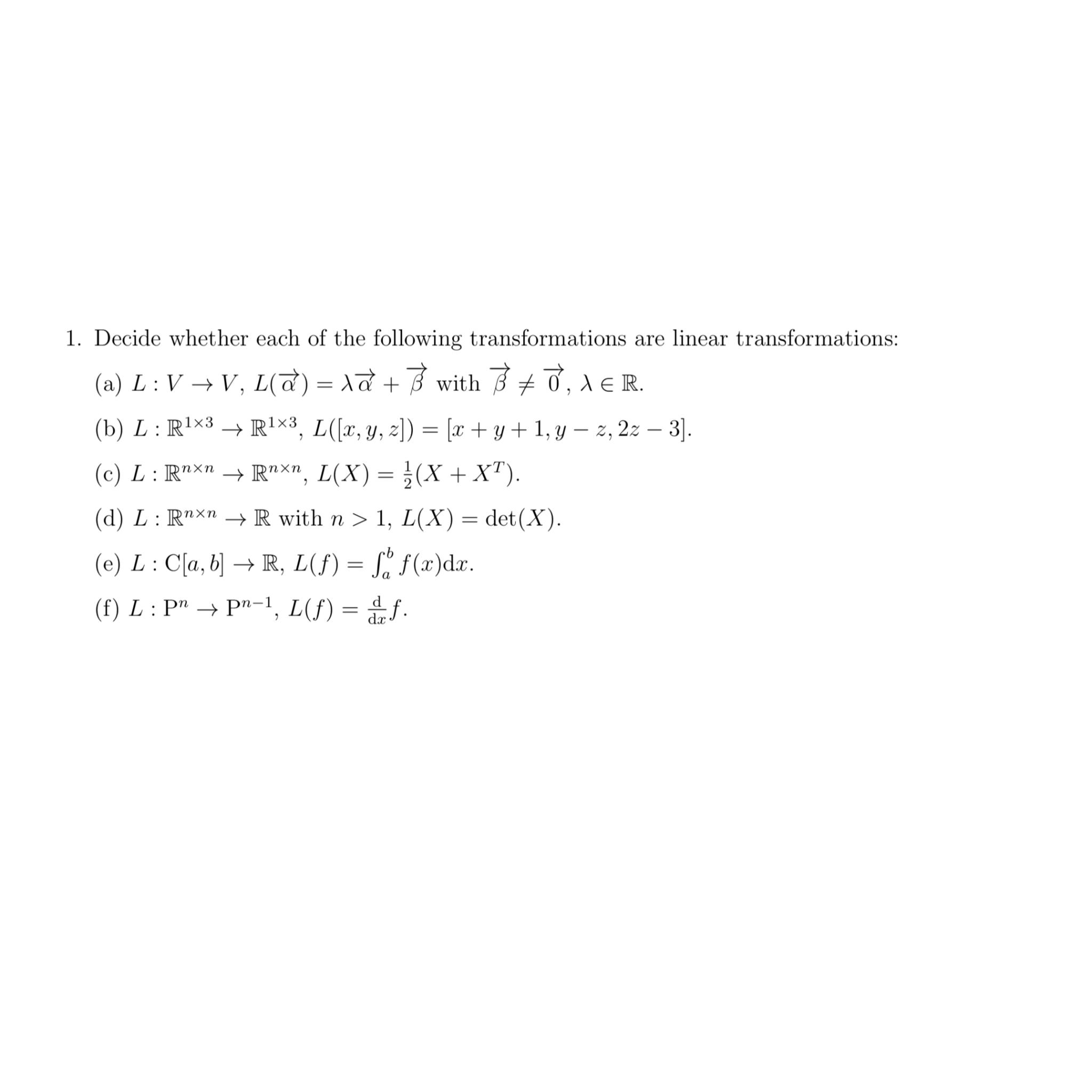 Solved Decide whether each of the following transformations | Chegg.com