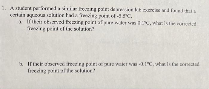 Solved A student performed a similar freezing point | Chegg.com