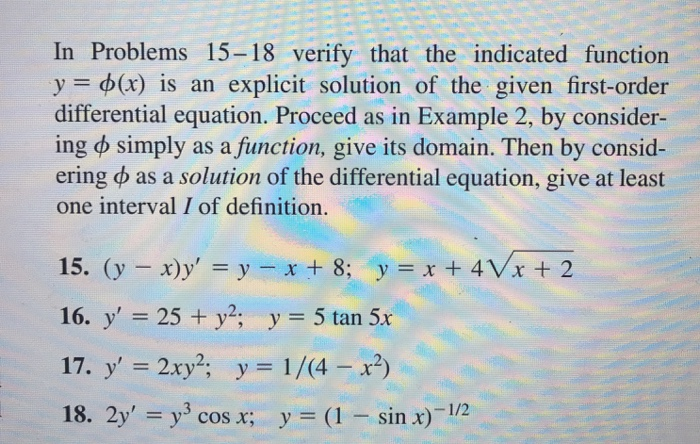 Solved In Problems 15 18 Verify That The Indicated Function