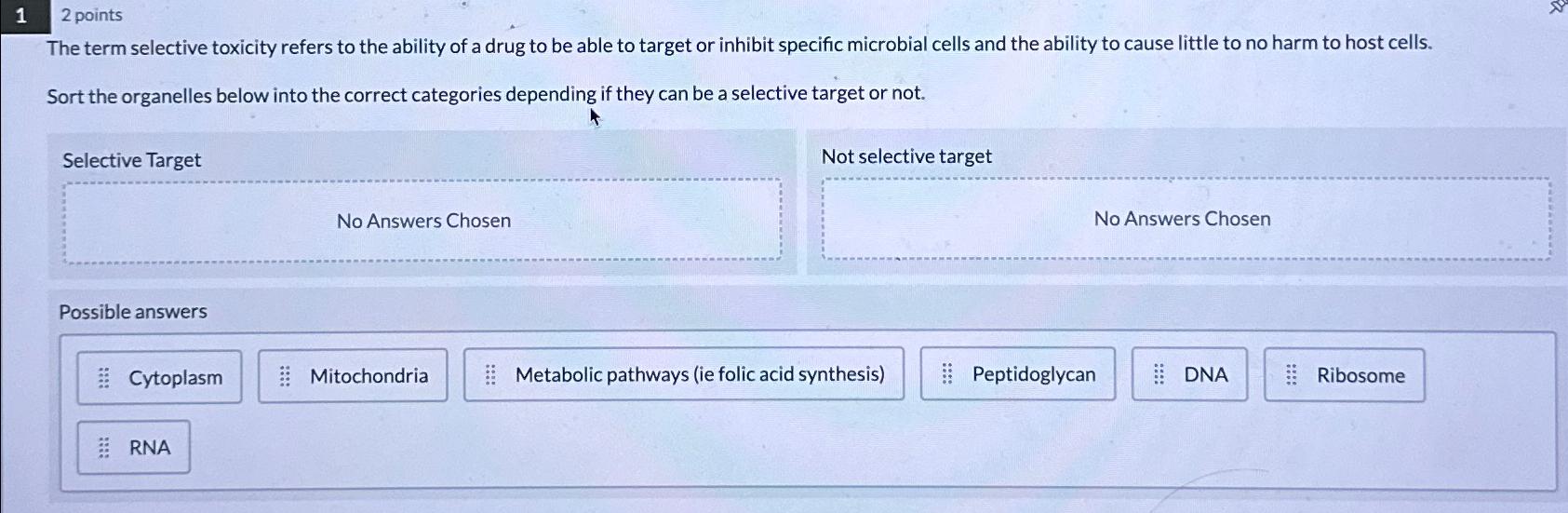 Solved 12 ﻿pointsThe term selective toxicity refers to the | Chegg.com