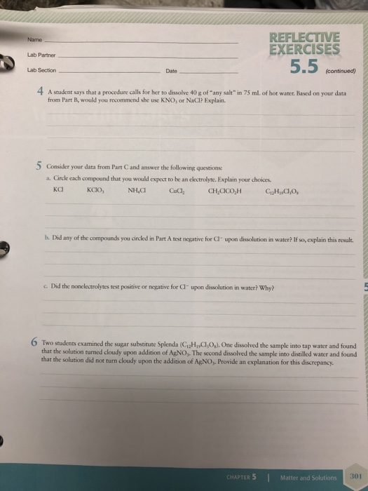REFLECTIVE EXERCISES 5.5 Name Lab Partner Lab Section | Chegg.com