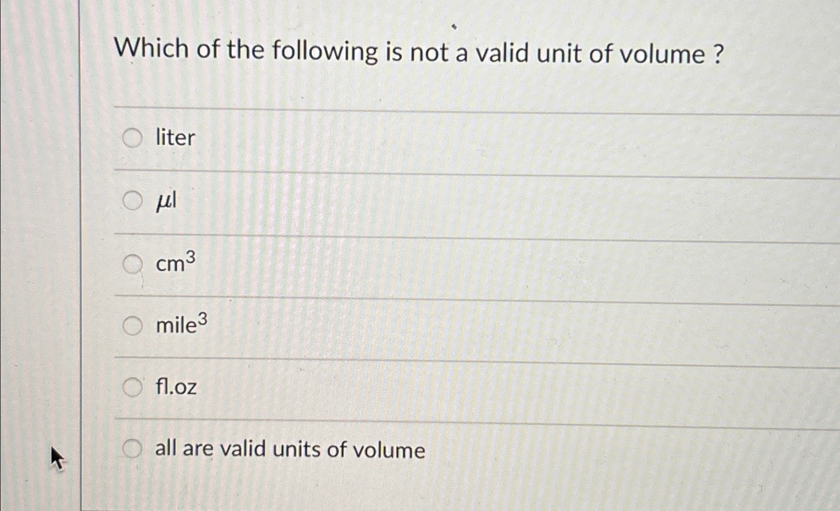 Solved Which of the following is not a valid unit of | Chegg.com