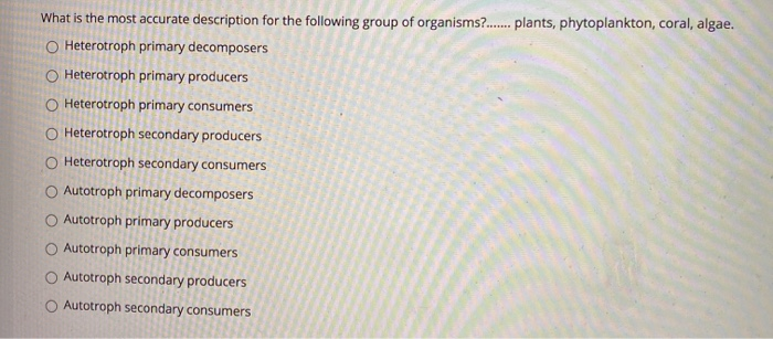 Solved What is the most accurate description for the | Chegg.com