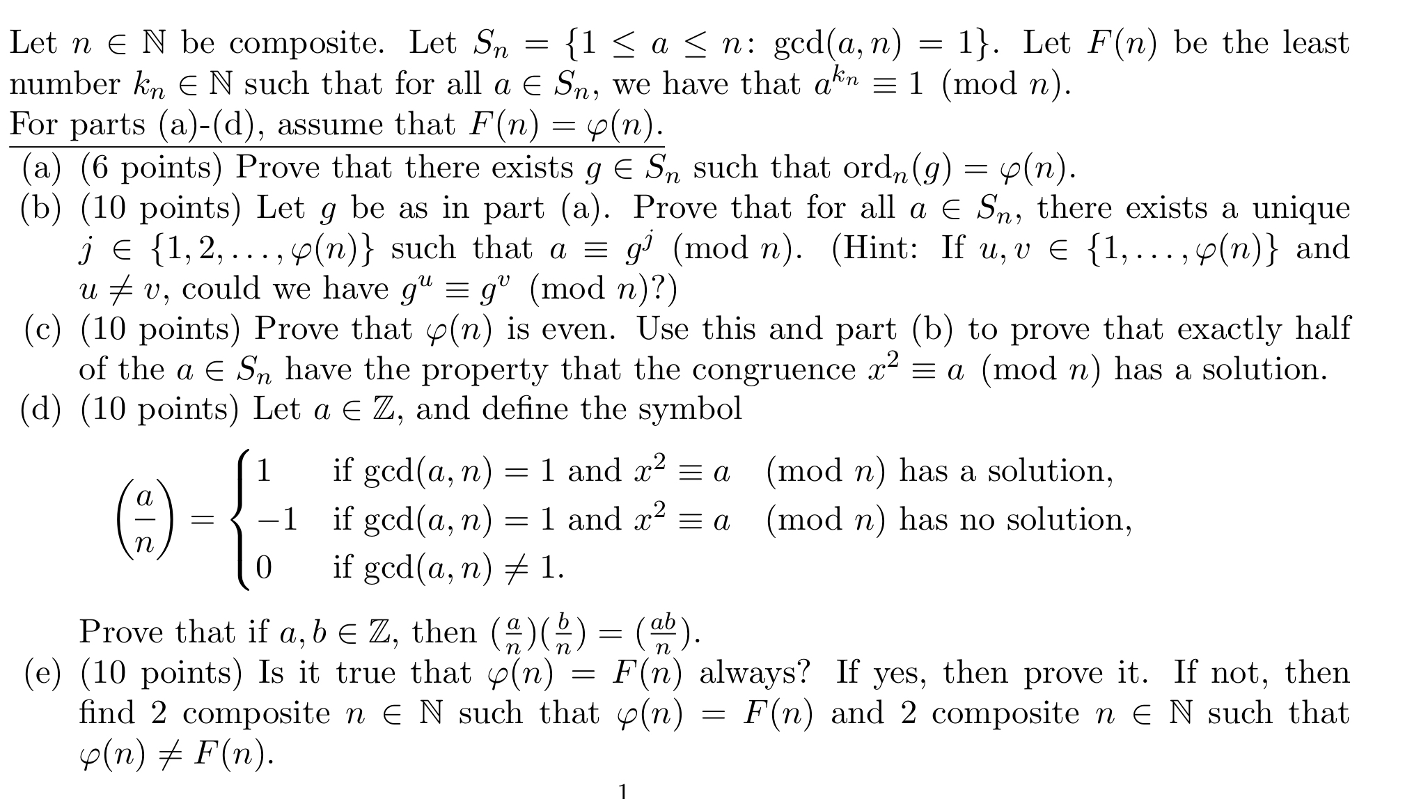 Solved Let ninN be composite. Let Sn={1≤a≤n:gcd(a,n)=1}. | Chegg.com