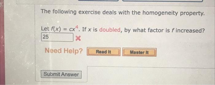 Solved The following exercise deals with the homogeneity | Chegg.com