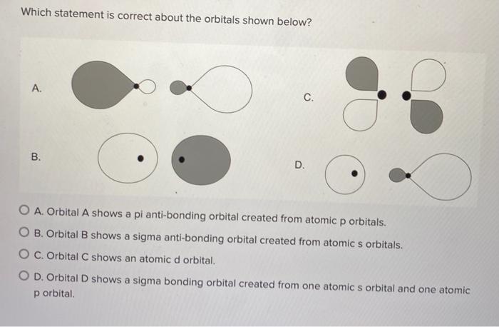 Solved Which statement is correct about the orbitals shown | Chegg.com