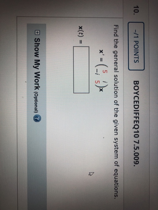 Solved 10. |-/1 POINTS BOYCEDIFFEQ10 7.5.009. Find the | Chegg.com Solved 10. |-/1 POINTS BOYCEDIFFEQ10 7.5.009. Find the | Chegg.com