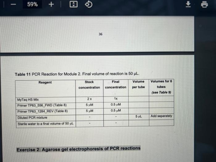 in Table 11, the amounts of each component required | Chegg.com