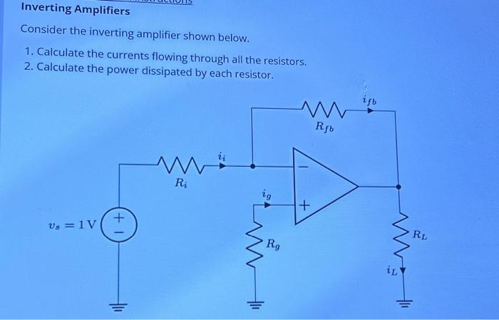 Solved Inverting Amplifiers Consider The Inverting Amplifier