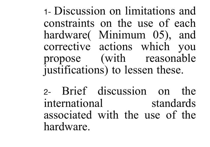 Solved 1- Discussion on limitations and constraints on the | Chegg.com