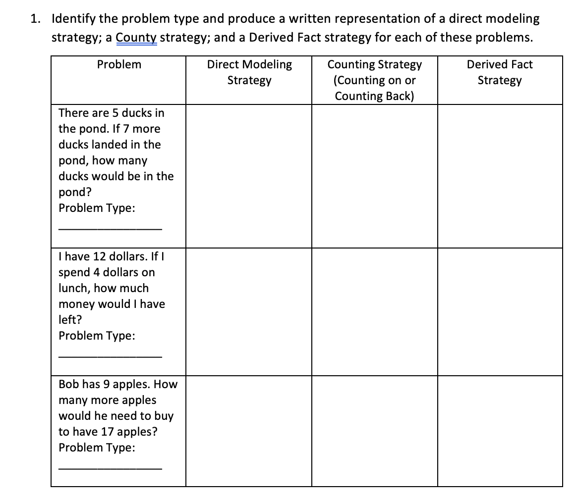Solved Identify the problem type and produce a written | Chegg.com