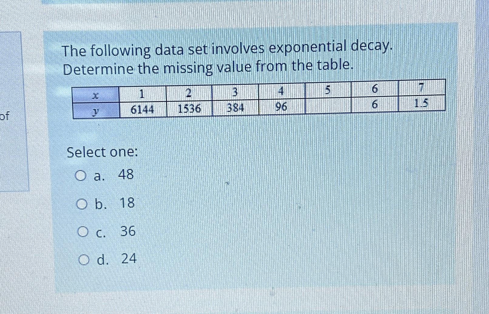 Solved The following data set involves exponential decay. | Chegg.com